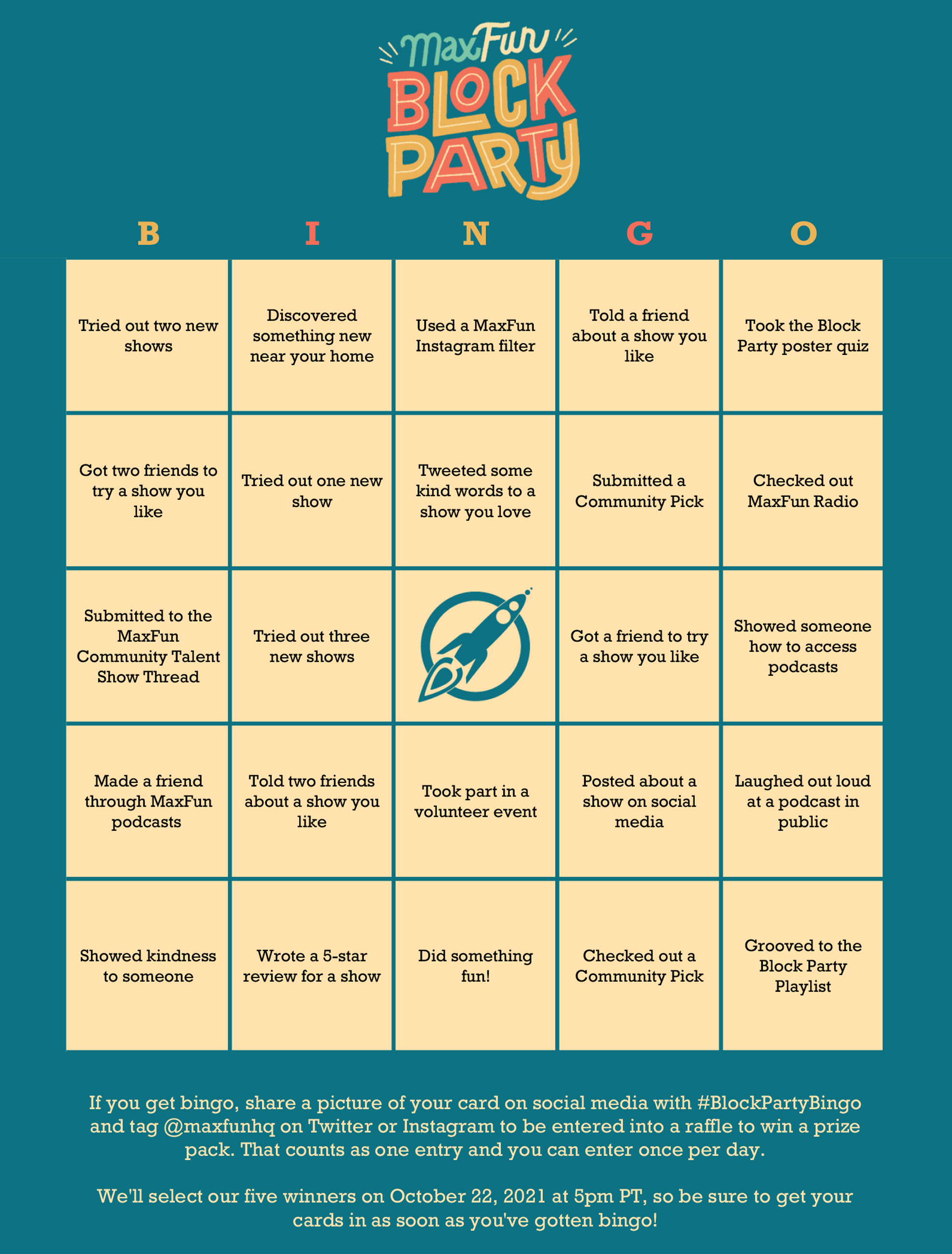 Block Party Bingo–Win a Prize Pack! | Maximum Fun