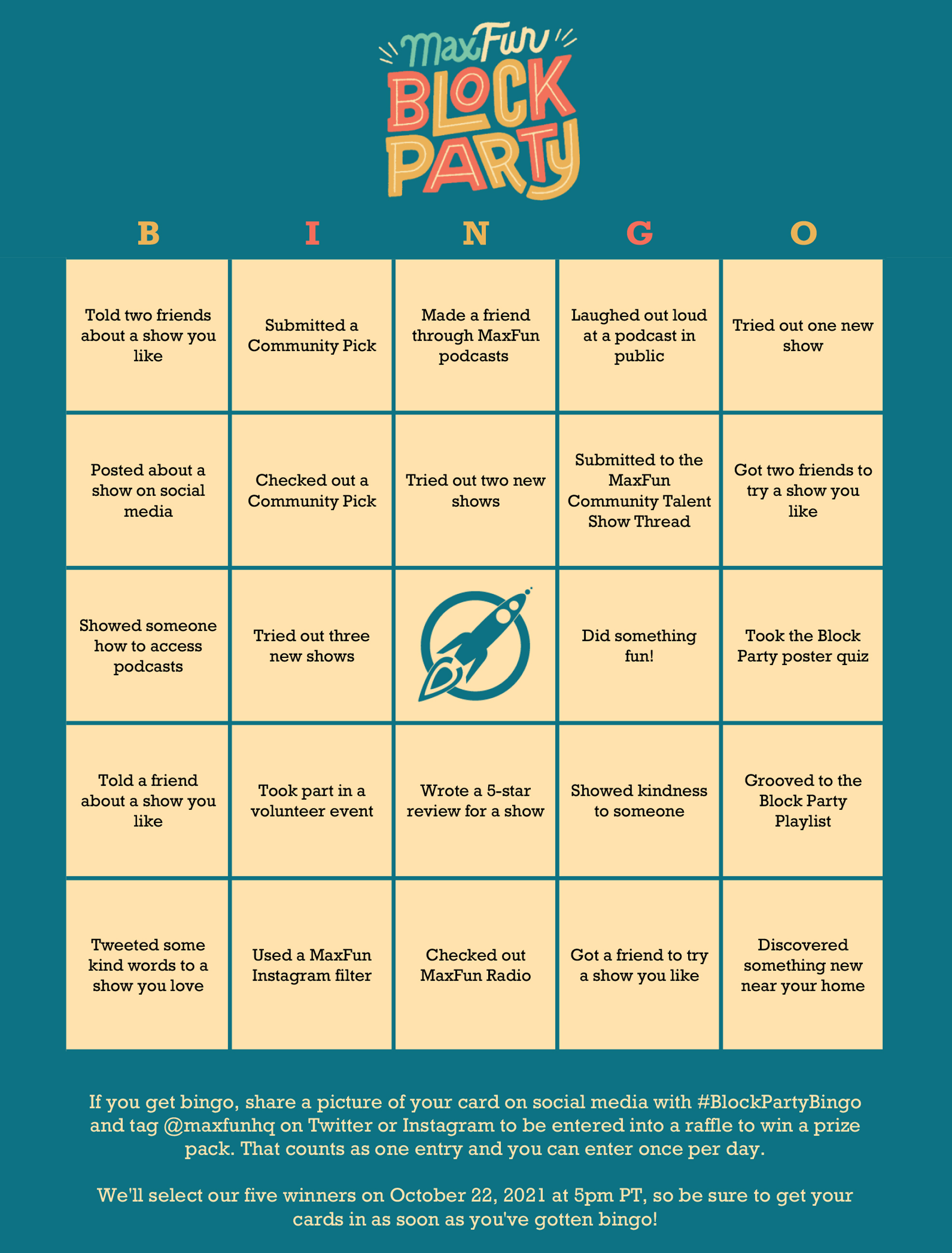 Block Party Bingo–Win a Prize Pack! | Maximum Fun